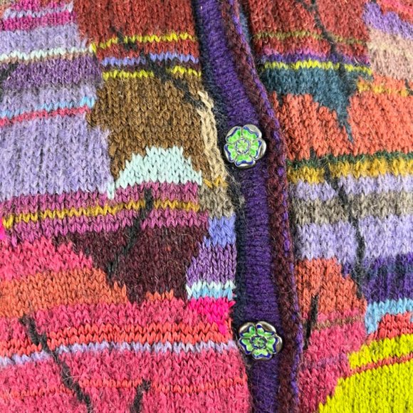 Vintage | Sweaters | Vtg Handmade Knit Crochet Tree Wildlife Peruvian ...